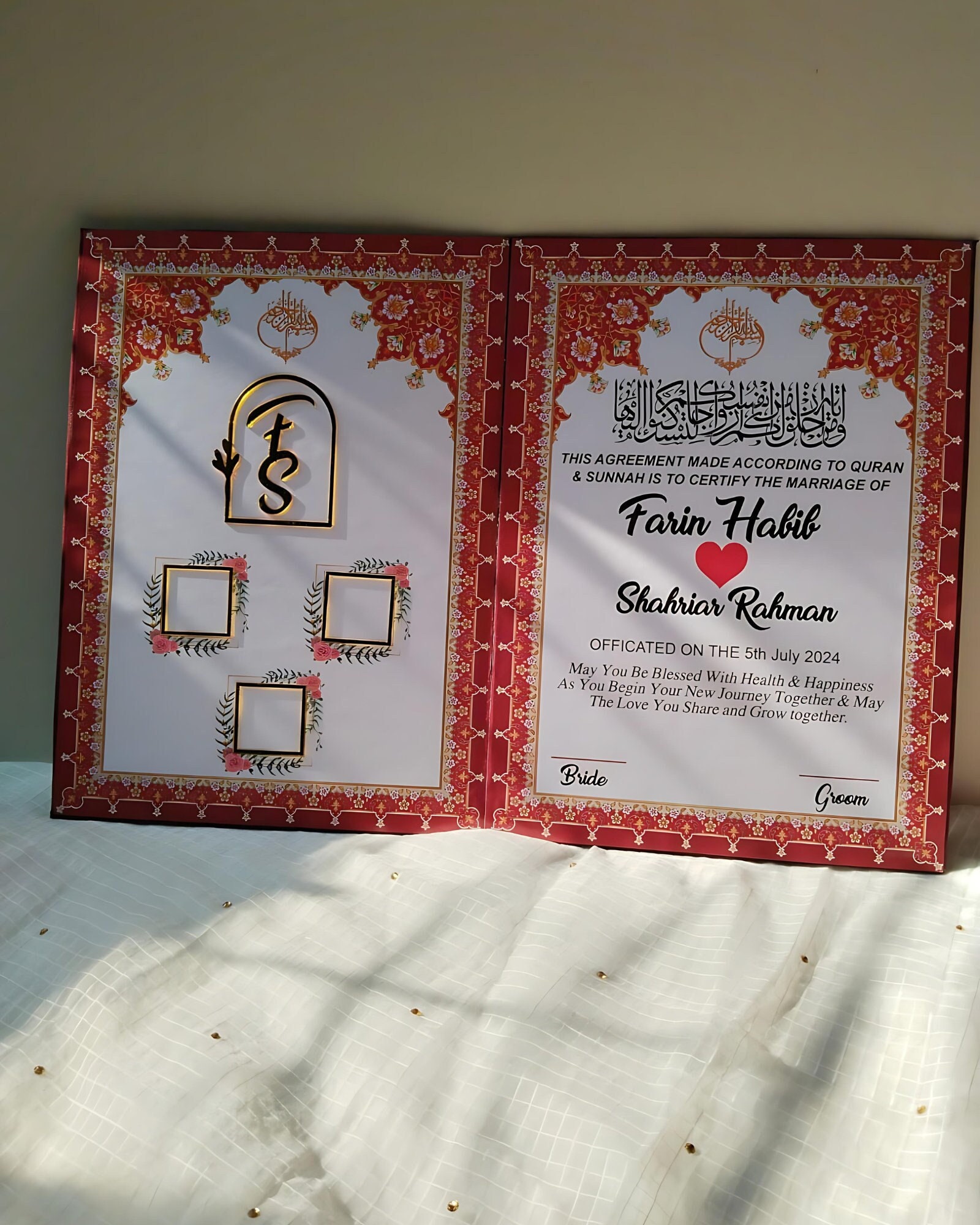 Personalized Nikah Certificate Book Thumbprints and Signature ...