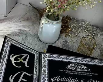 Personalized Nikah Certificate Book Box Red Nikkah Thumbprints and ...