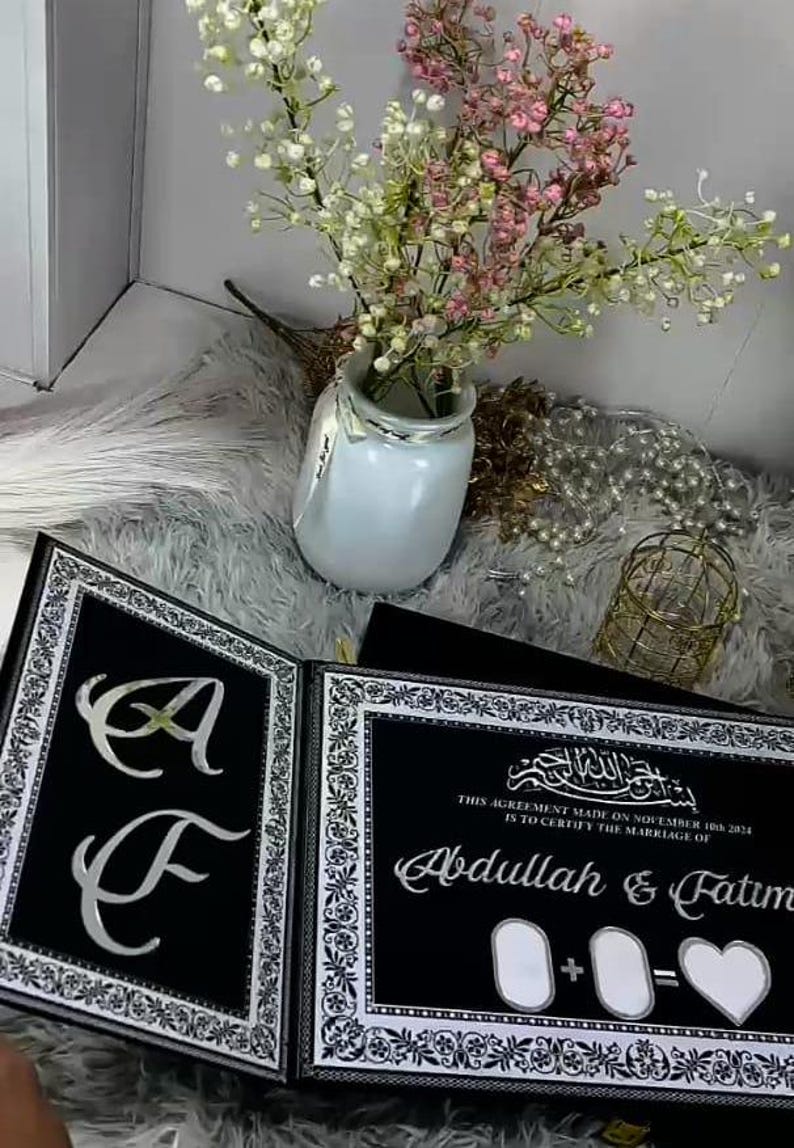 Personalized Nikah Certificate Book Box Red Nikkah Thumbprints and ...