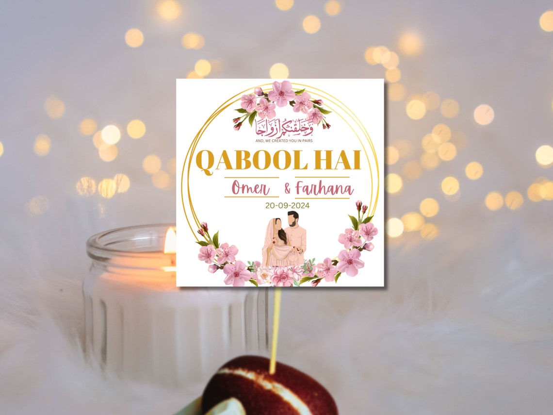 Methai Topper Customized Nikkah Ceremony Tags Qabool Hai Tags Nikkah ...