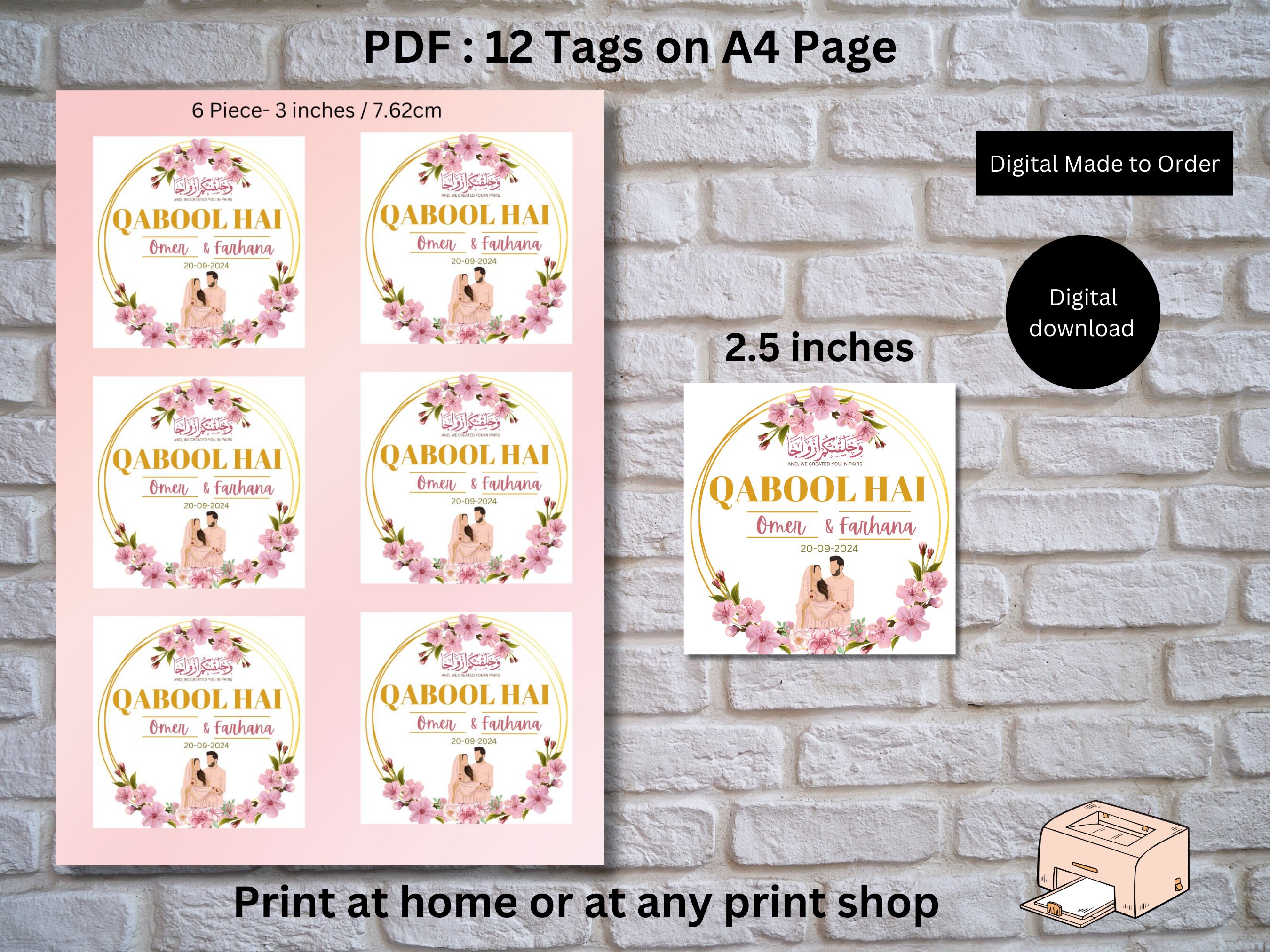 Methai Topper Customized Nikkah Ceremony Tags Qabool Hai Tags Nikkah ...