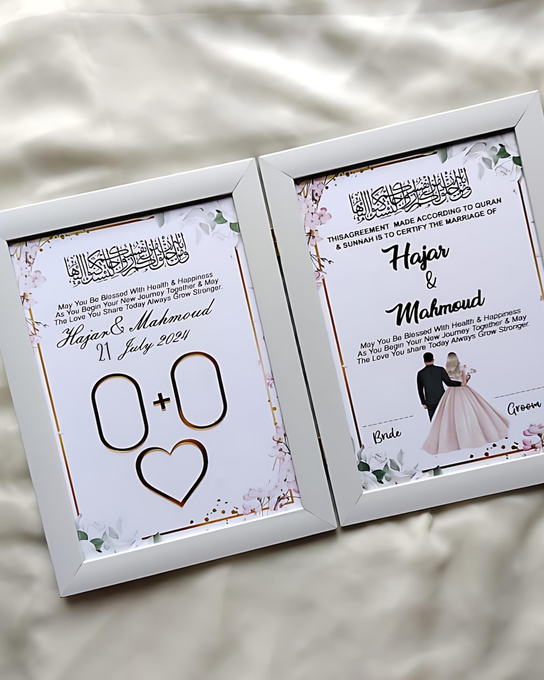 Luxury Wedding Nikkah Thumbprint Signature Certificate Book Nikkah ...