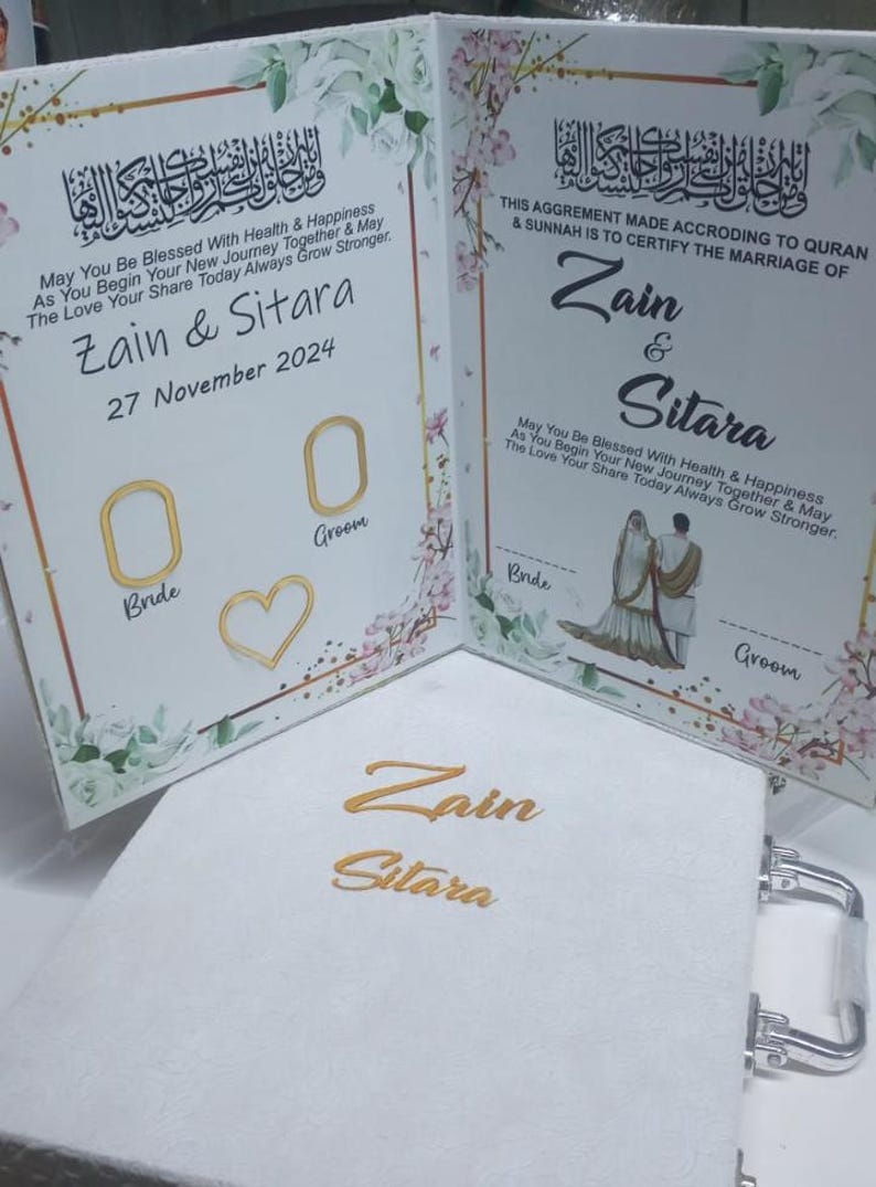 Personalized A4 Nikah Certificate Book Thumbprints and Signature ...