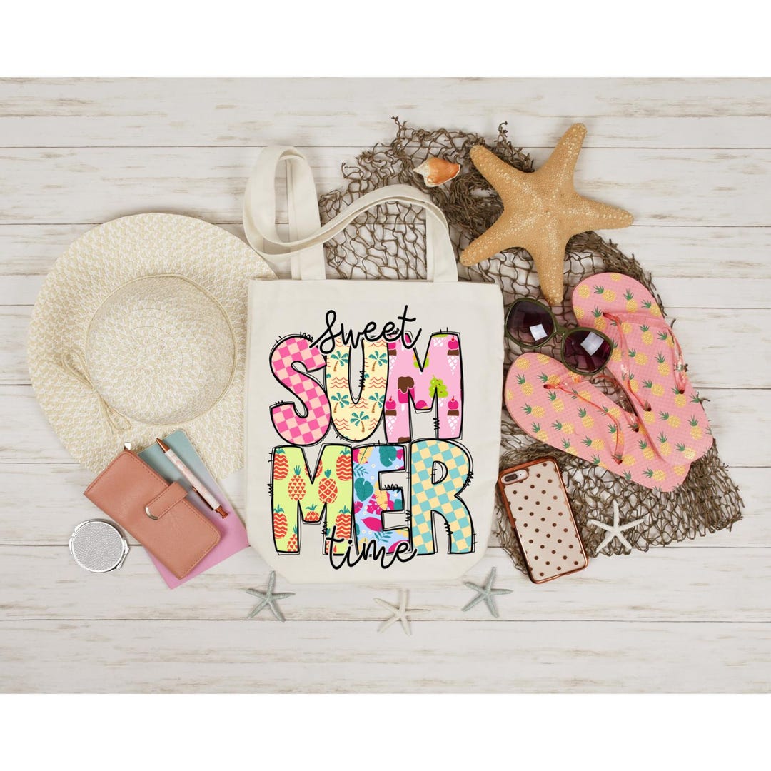 Sweet Summer Time Tote Bag, Colorful Summer Beach Bag, Pineapple Ice ...