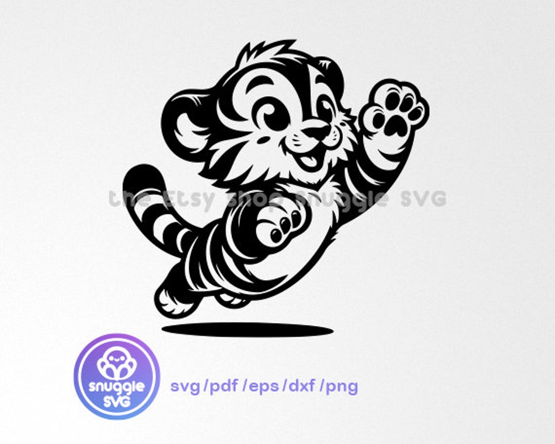 Happy Little Tiger Cartoon SVG File for Crafts and Decor - Etsy