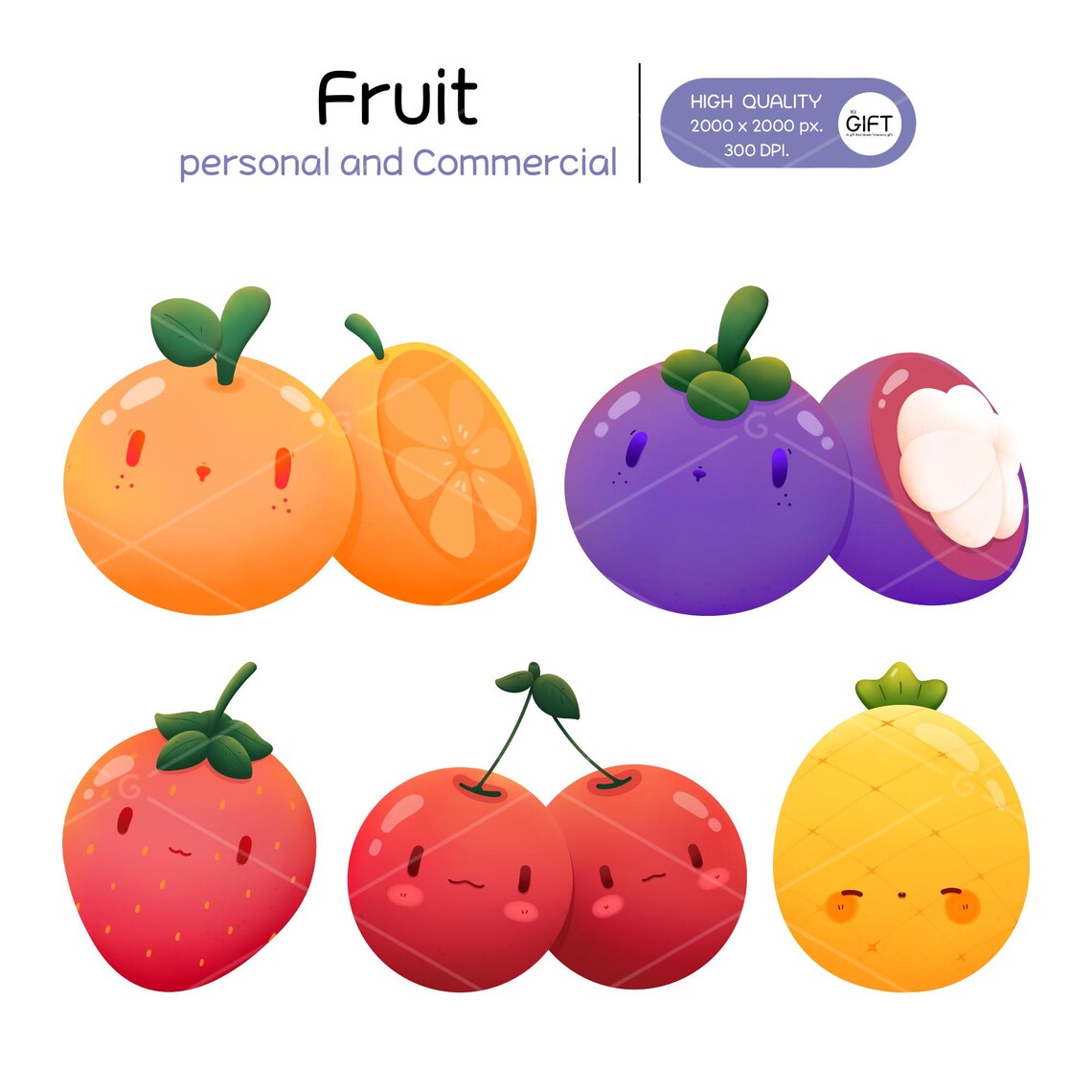 Includes Many Types of Cute Fruits. - Etsy