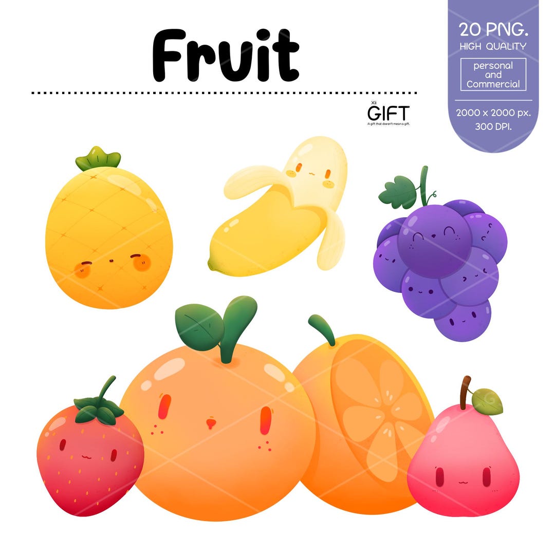 Includes Many Types of Cute Fruits. - Etsy