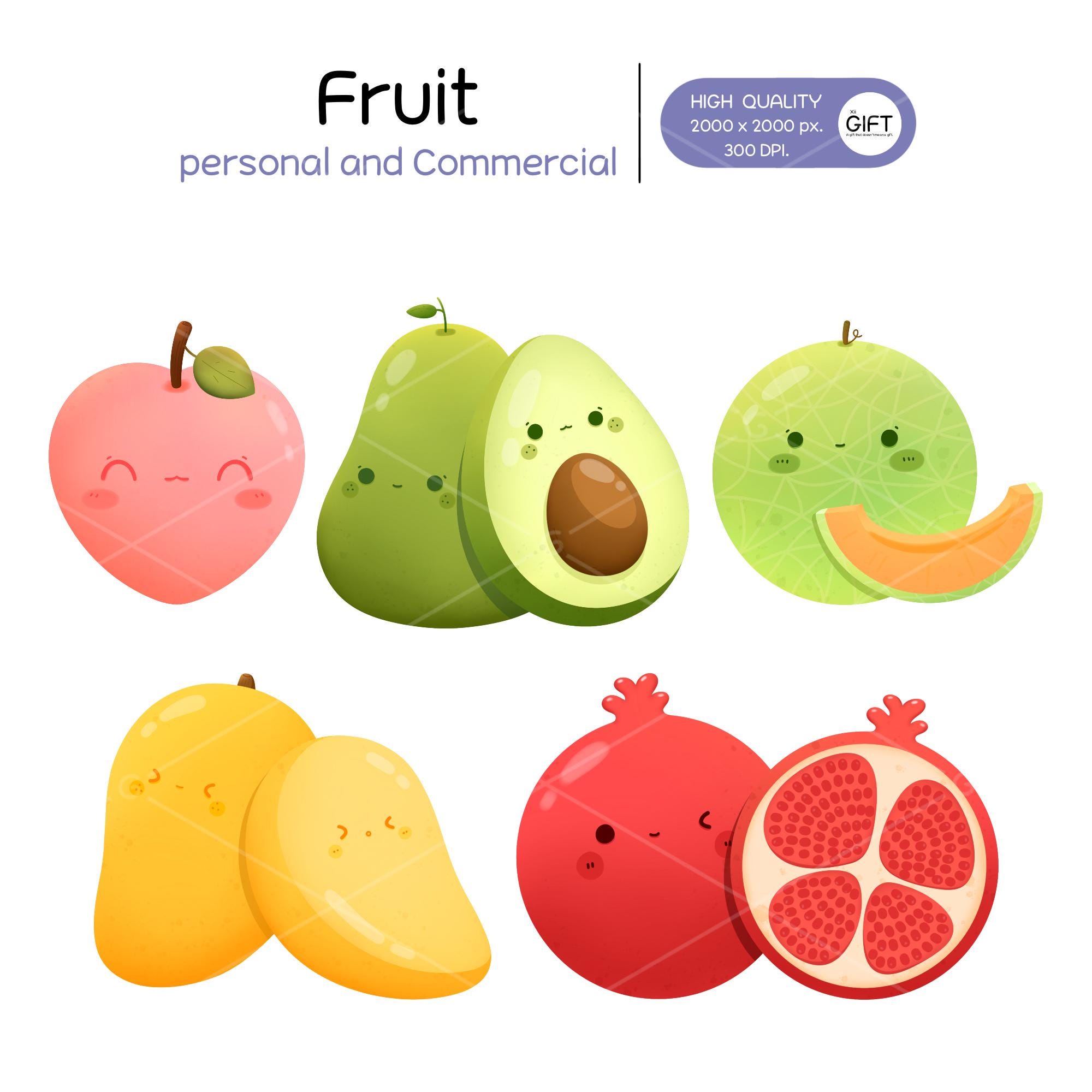 Includes Many Types of Cute Fruits. - Etsy
