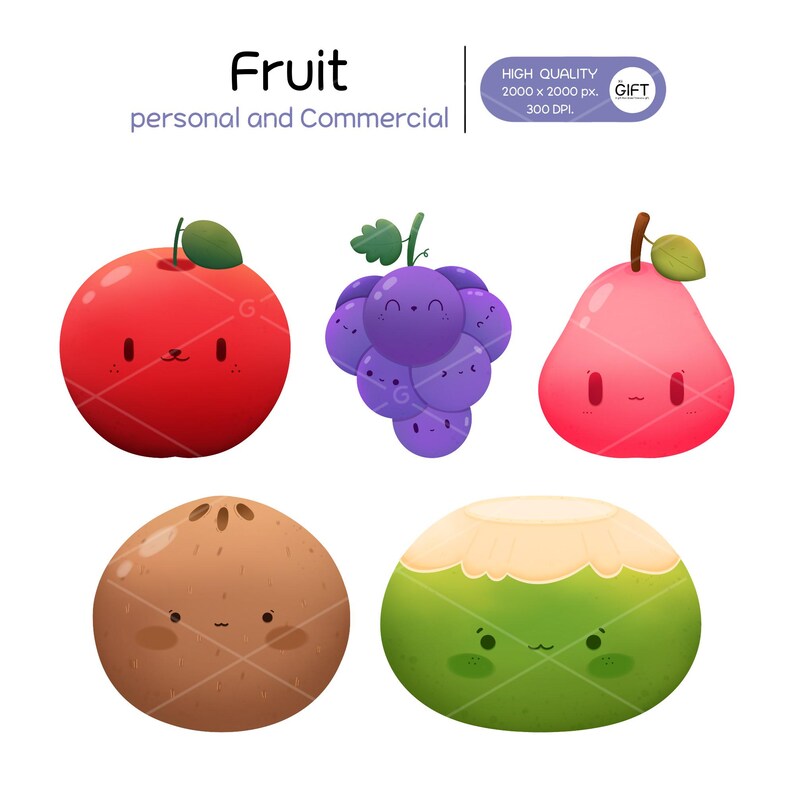 Includes Many Types of Cute Fruits. - Etsy