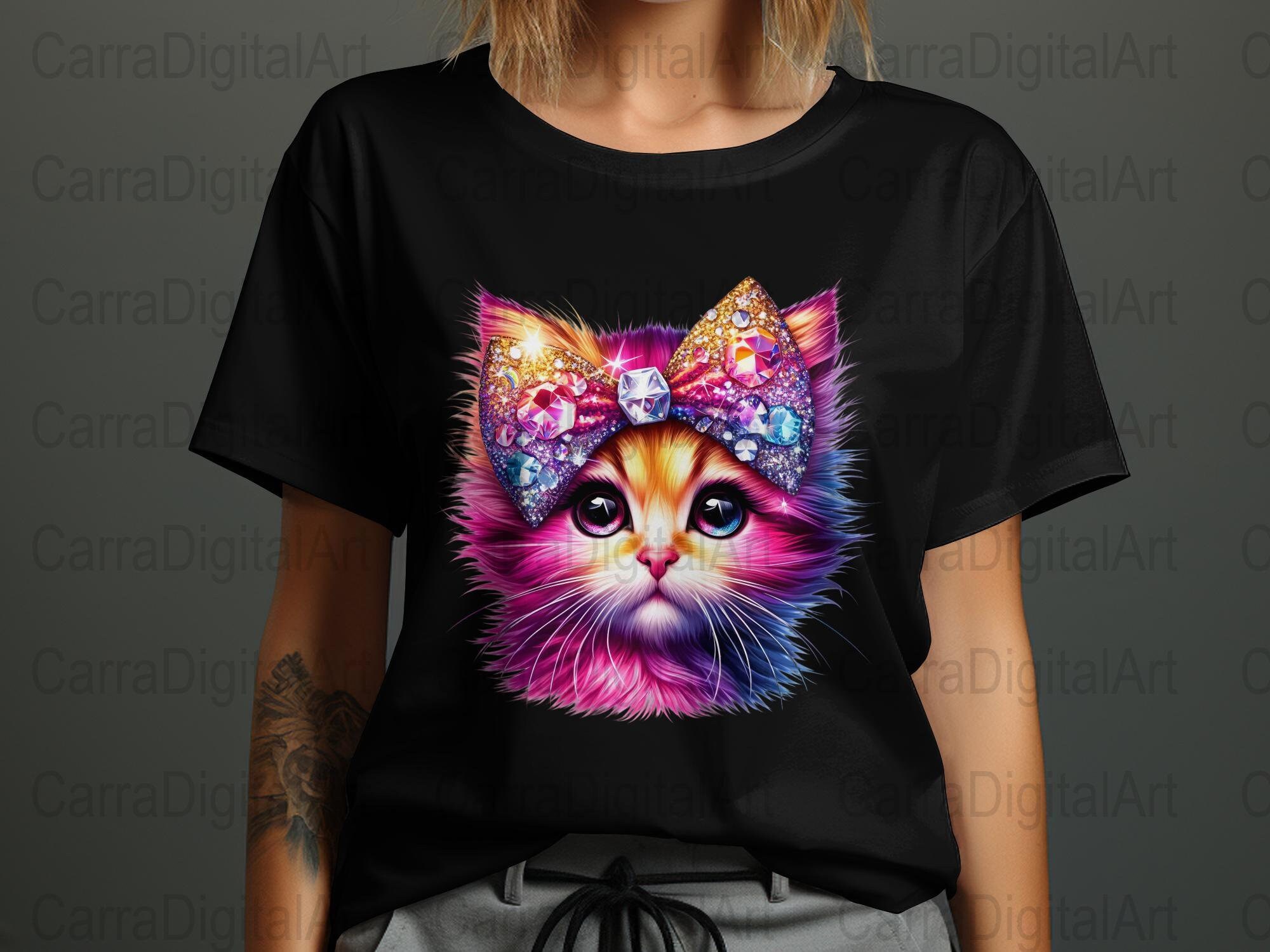 Pink Cat PNG, Cute Kitty Clipart, Hello Pink Kitty, Sparkly Cat Bow ...