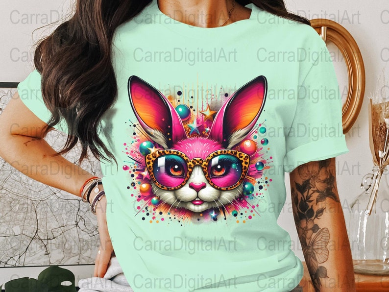 Bunny PNG, Cute Bunny Face With Glasses Digital Download, Festive ...
