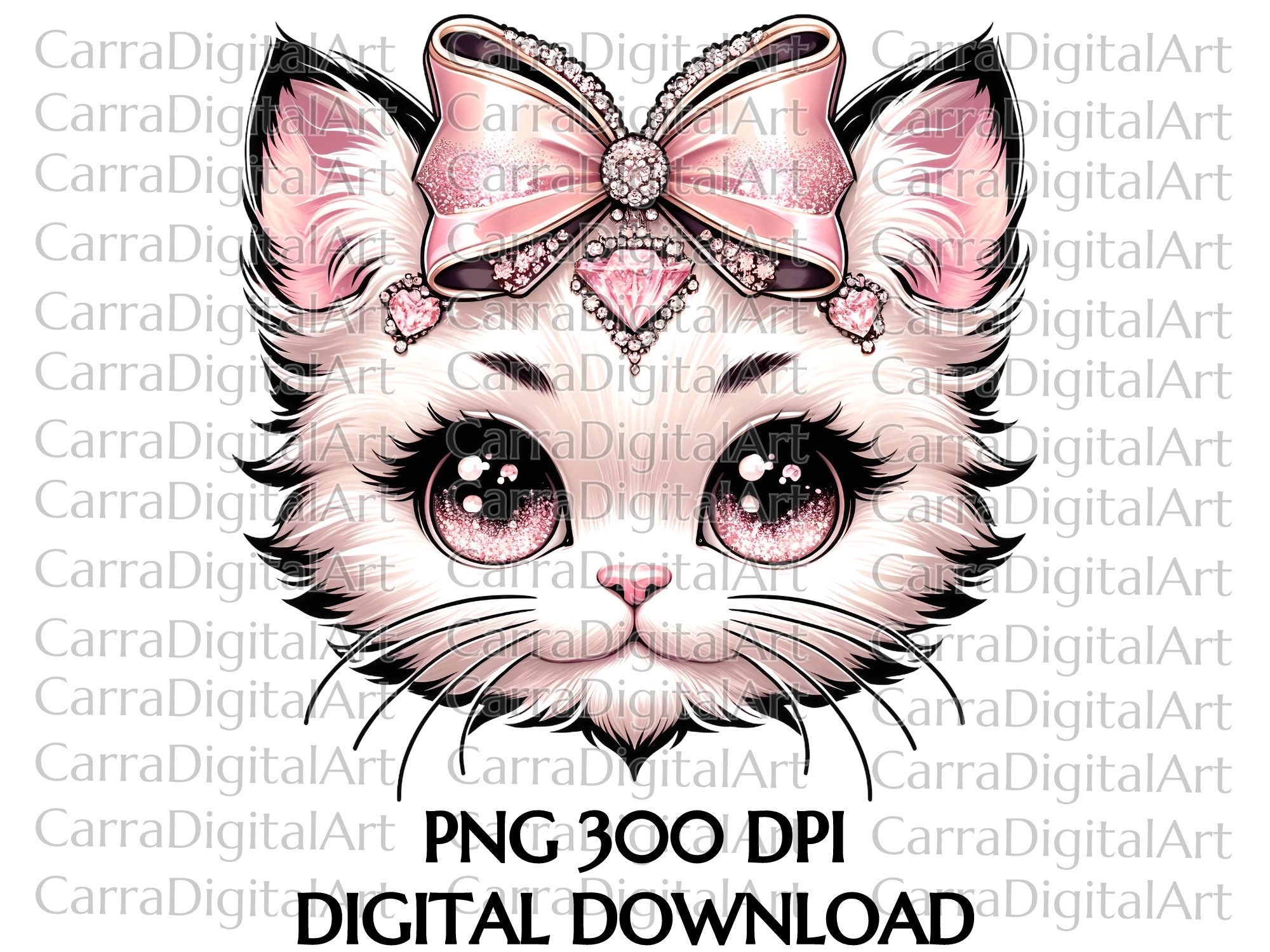 Cute Pink Cat Png, Kitty Clipart, Glitter Cat Sublimation Design, Cat T ...