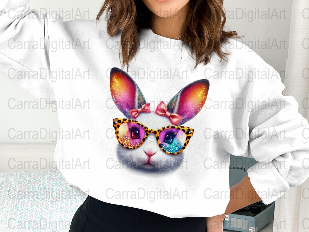 Cute Easter Bunny Face PNG, Digital Download for Crafts, Colorful ...