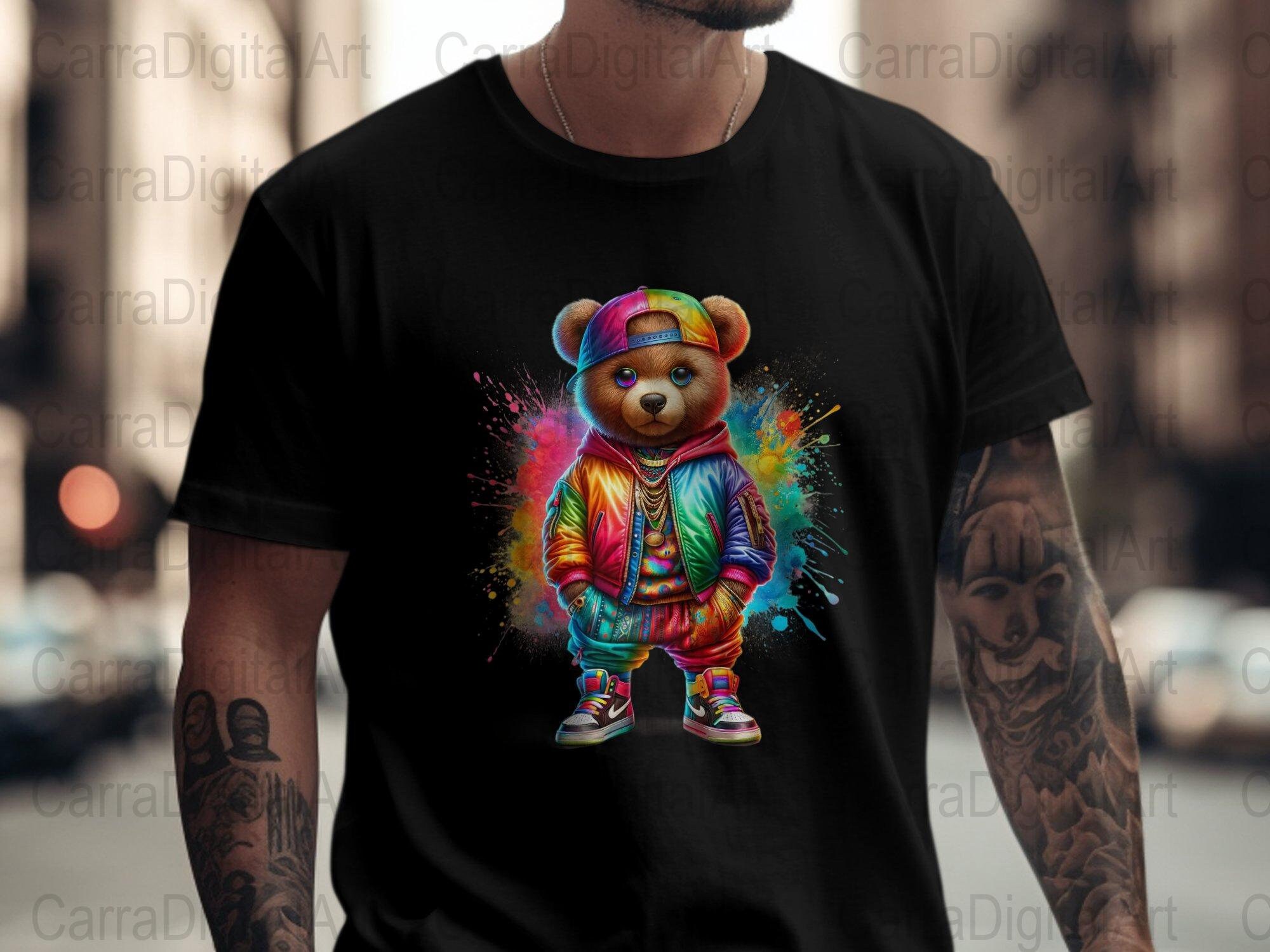 Hip Hop Teddy Bear PNG, Colorful Urban Graffiti Dope Bear, Digital ...