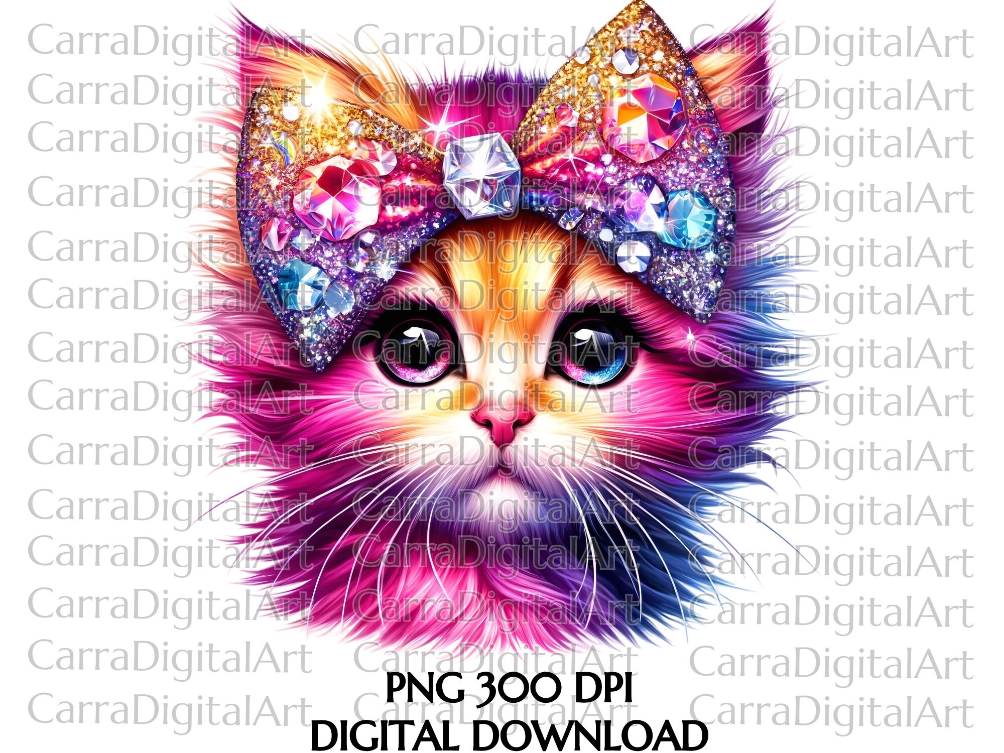 Pink Cat PNG, Cute Kitty Clipart, Hello Pink Kitty, Sparkly Cat Bow ...