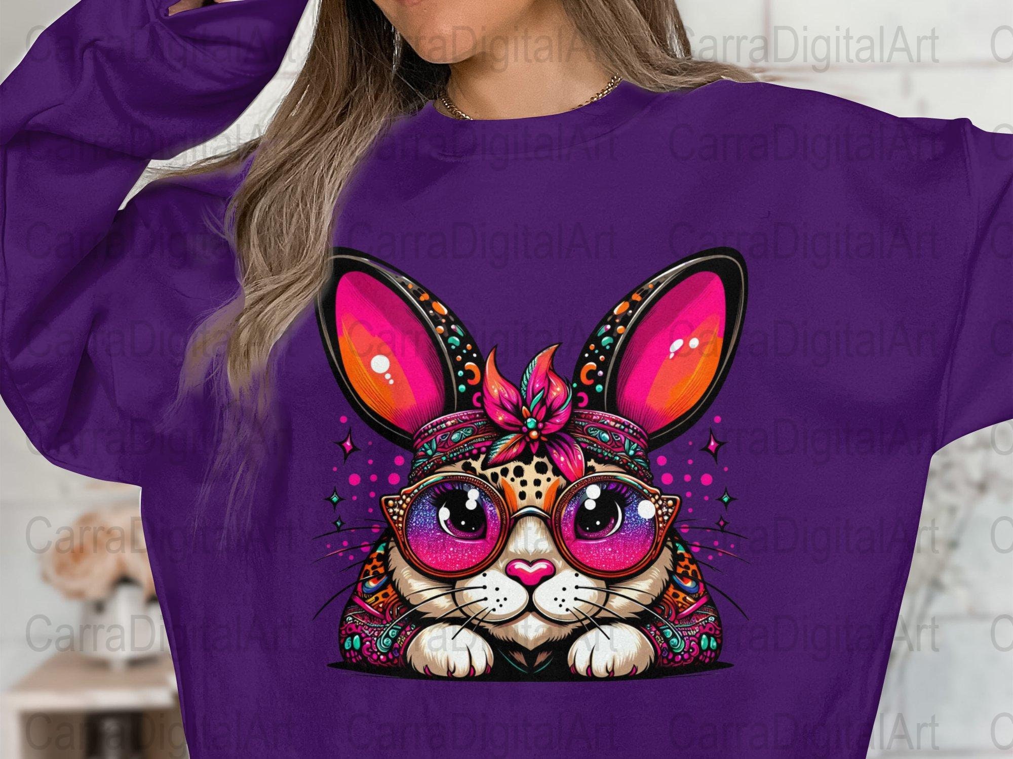 Colorful Boho Bunny Clipart, Easter Bunny PNG, Cute Rabbit Digital ...