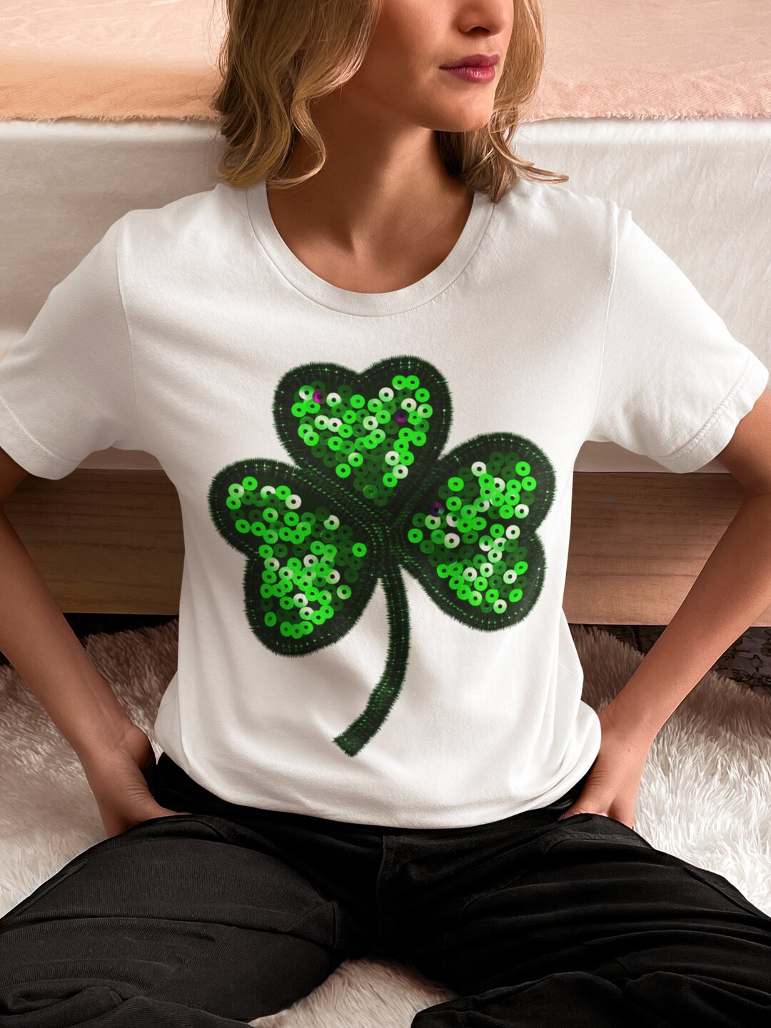 St. Patrick's Day Green Sequin Clover PNG, Lucky Sequin Clover,digital Download, Shamrock ...