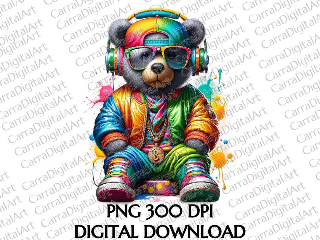 Hip Hop Teddy Bear PNG, Urban Graffiti Bear Clipart, Dope Bear ...