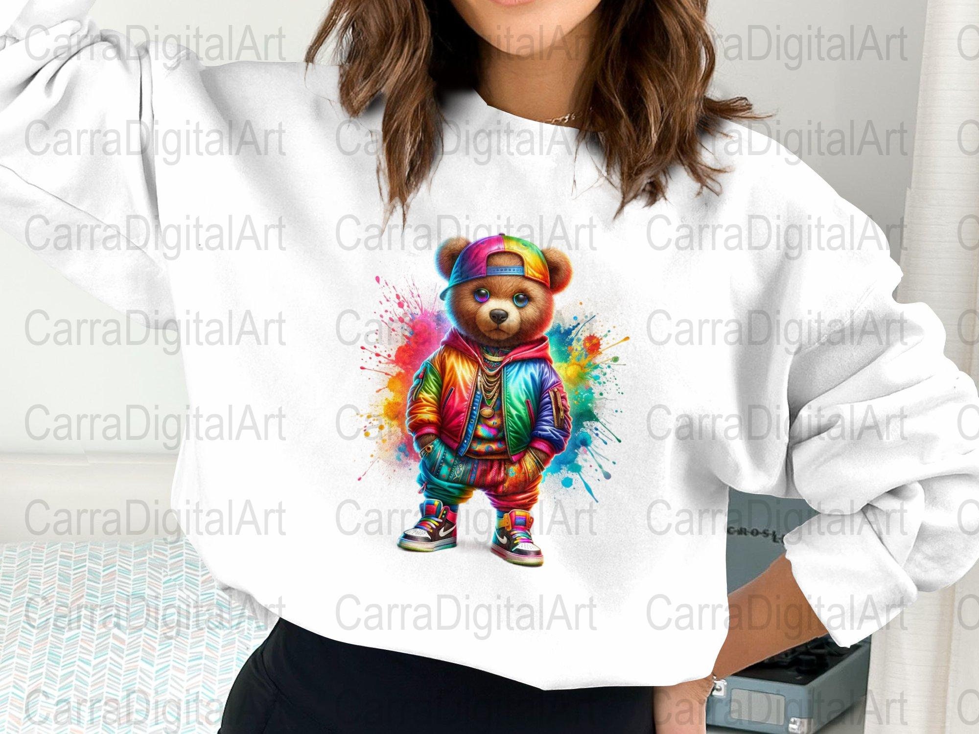 Hip Hop Teddy Bear PNG, Colorful Urban Graffiti Dope Bear, Digital ...