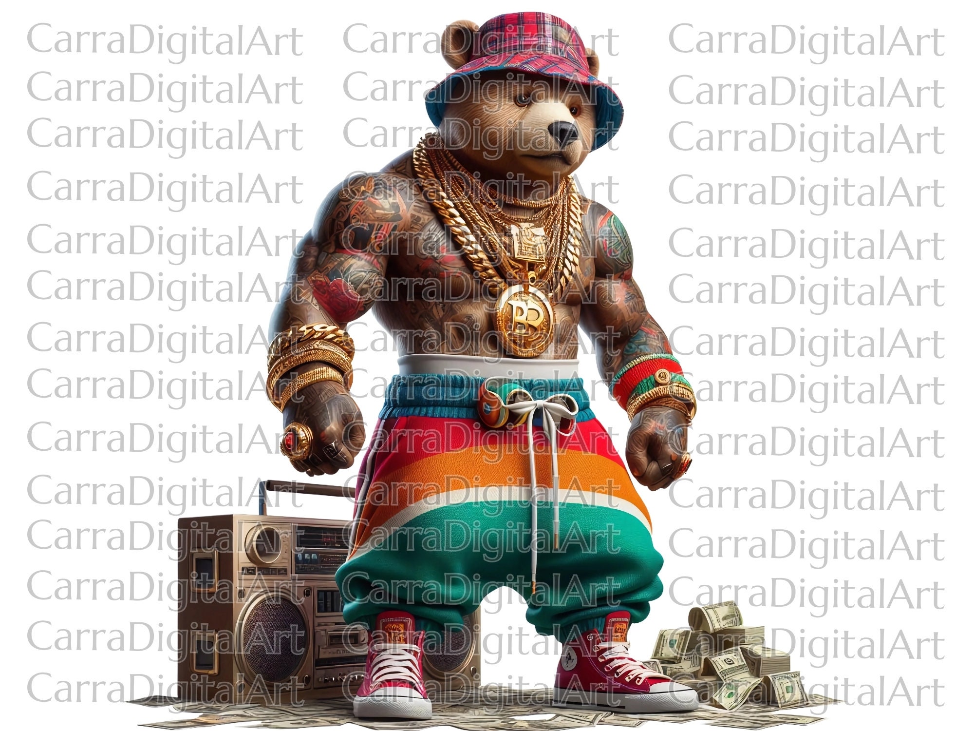 Hip Hop Teddy Bear Clipart Png Design Digital Download, Gangsta Rap ...