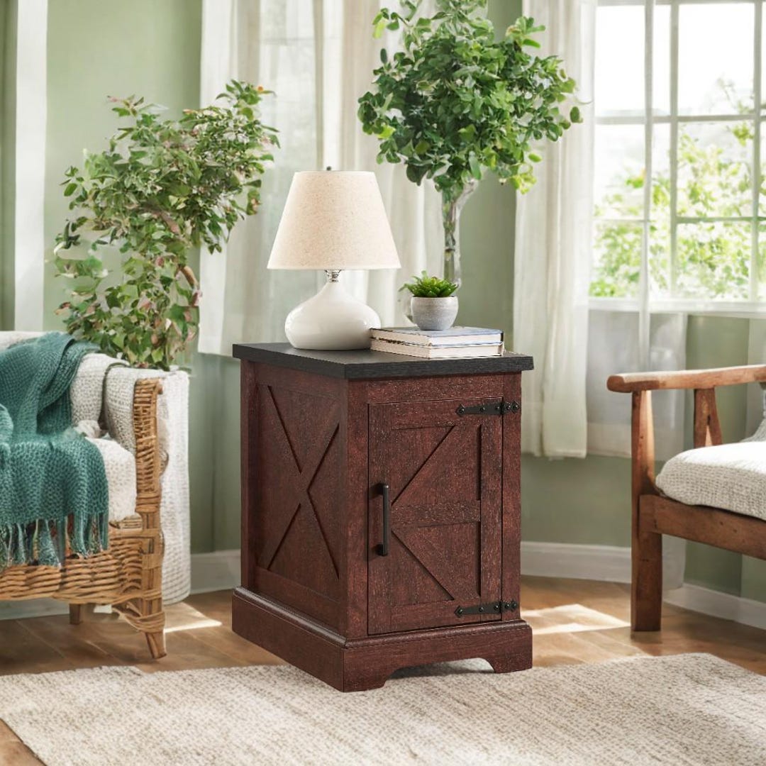 Farmhouse Style Side Table, Bedside Table, Rectangular Side Table With ...