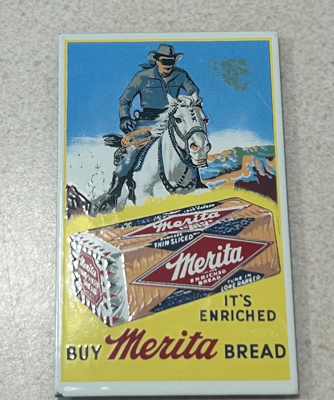 Vintage the Lone Ranger Merita Bread Rare Metal Magnet Seller Pays for ...