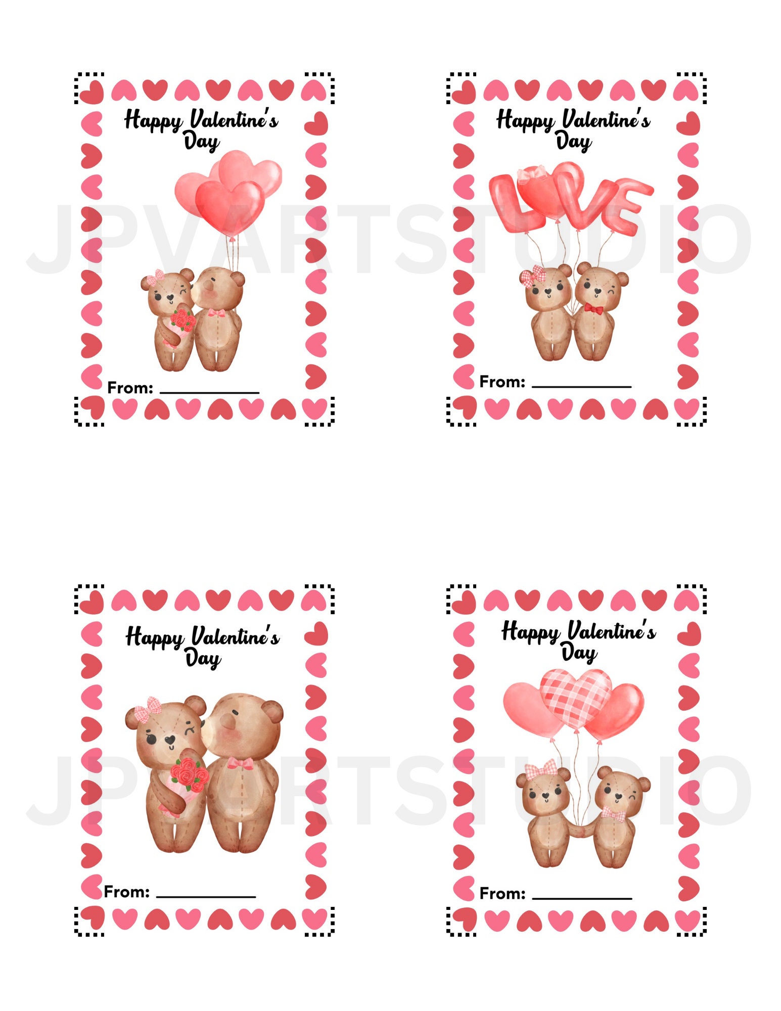 Classroom Valentine's Day Cards for Kids, Printables, Valentine's Day ...