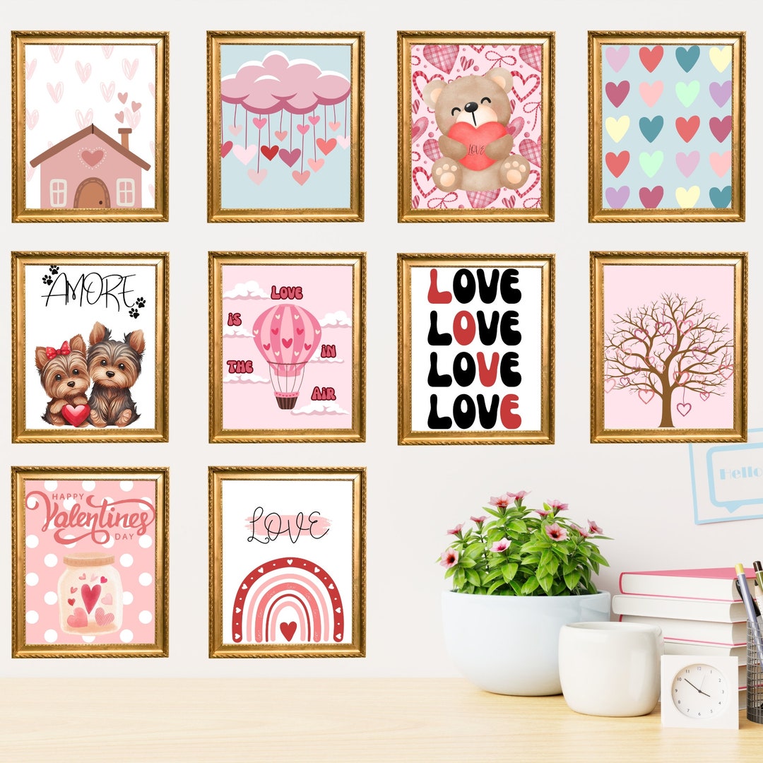 10 Printables, Valentine’s Day Decor Set,valentine Party Decor, Wall ...