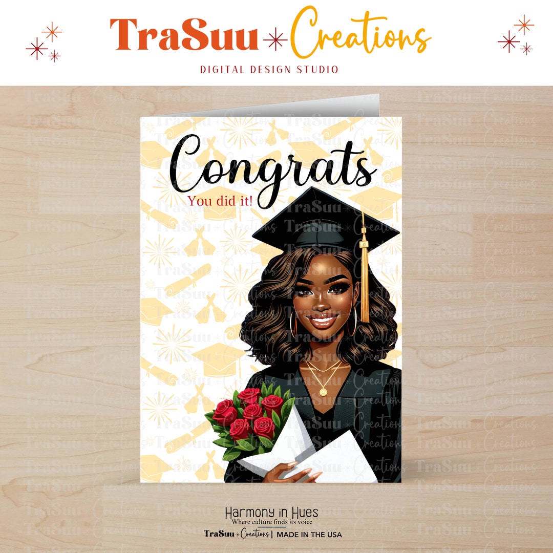 Congrats Card | Congratulations | Graduation | Graduation Card | Black ...