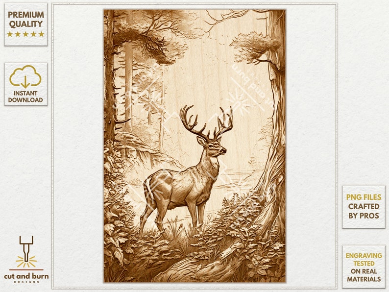 PNG Files Made for Laser Engrave | Deer, Wildlife, Landscape, Forest ...