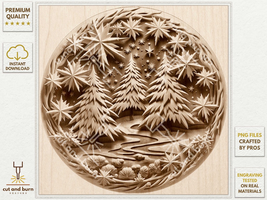 Laser Burn Files Christmas for 3D Illusion Engrave, Laser Ready ...