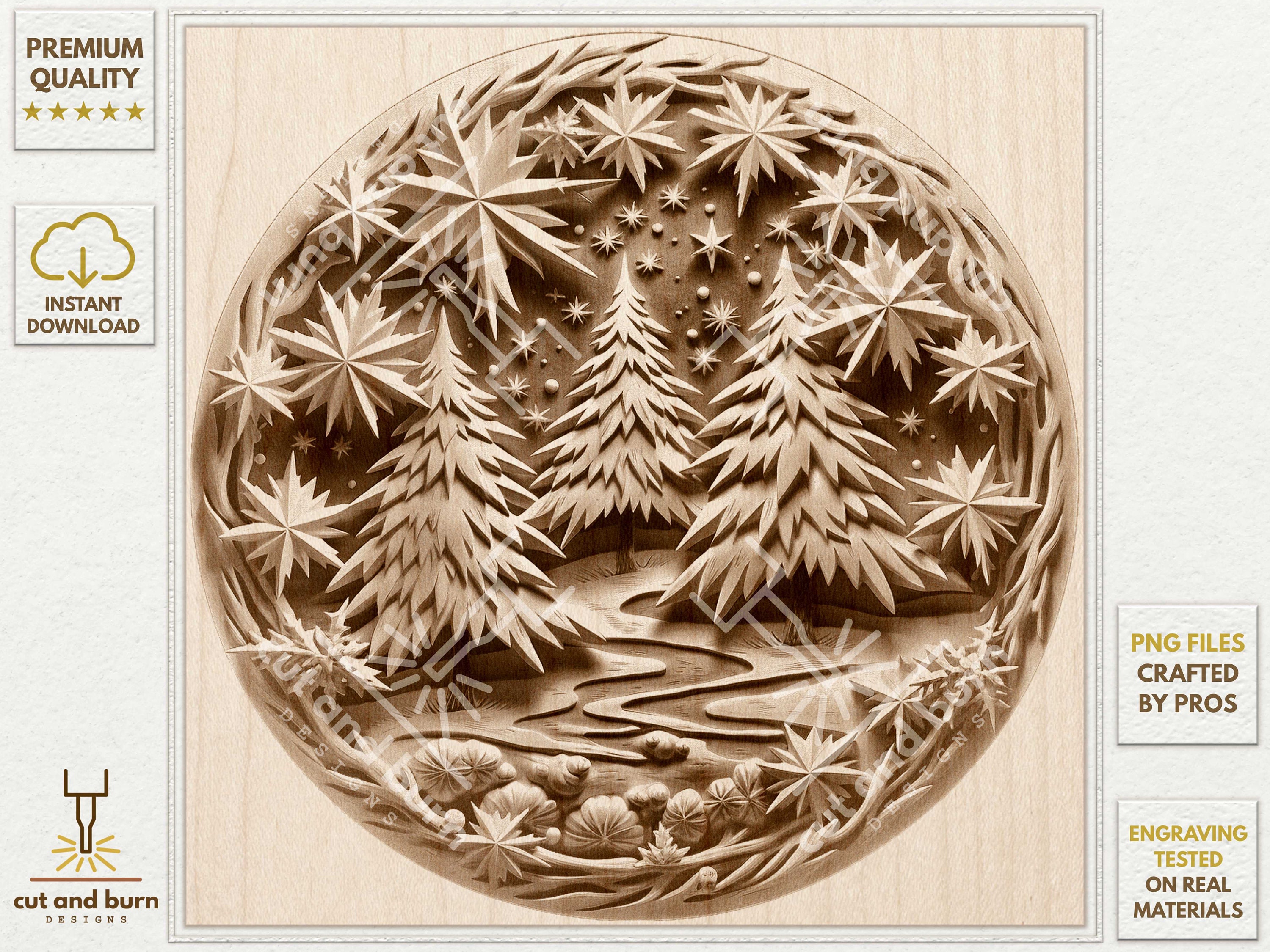 Laser Burn Files Christmas for 3D Illusion Engrave, Laser Ready ...