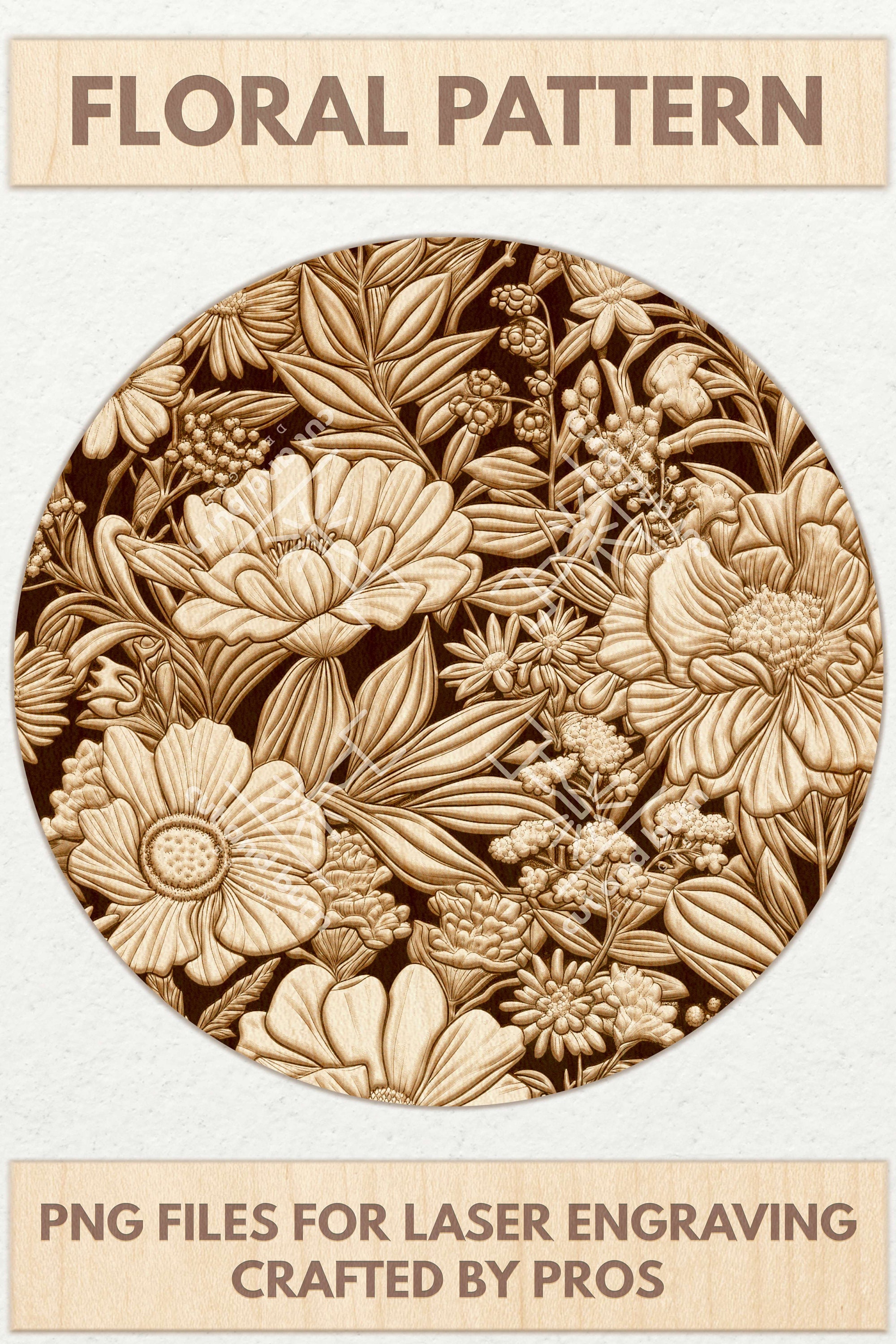 PNG Files Made for Laser Engrave Floral Pattern, Round Floral Desing ...