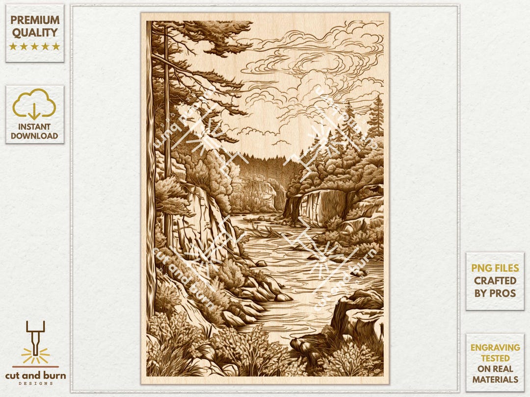 PNG Files Made for Laser Engrave | Lake, River, Mountains, Mountain ...