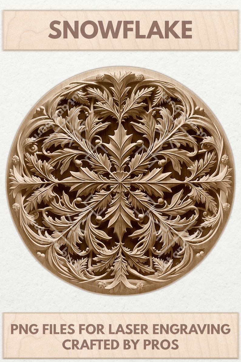 Laser Burn Snowflake PNG for 3D Illusion Engrave, Laser Ready, Digital ...