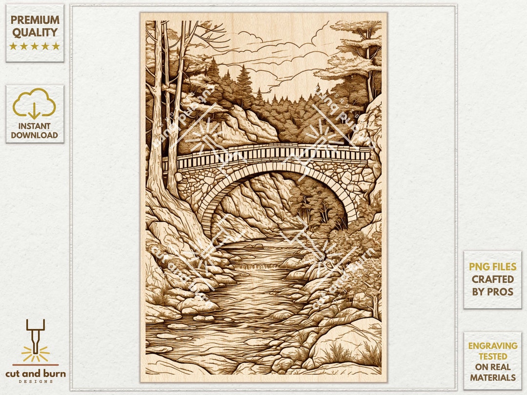 Image Files Made for Laser Engrave | Stone Bridge, Mountains, River ...