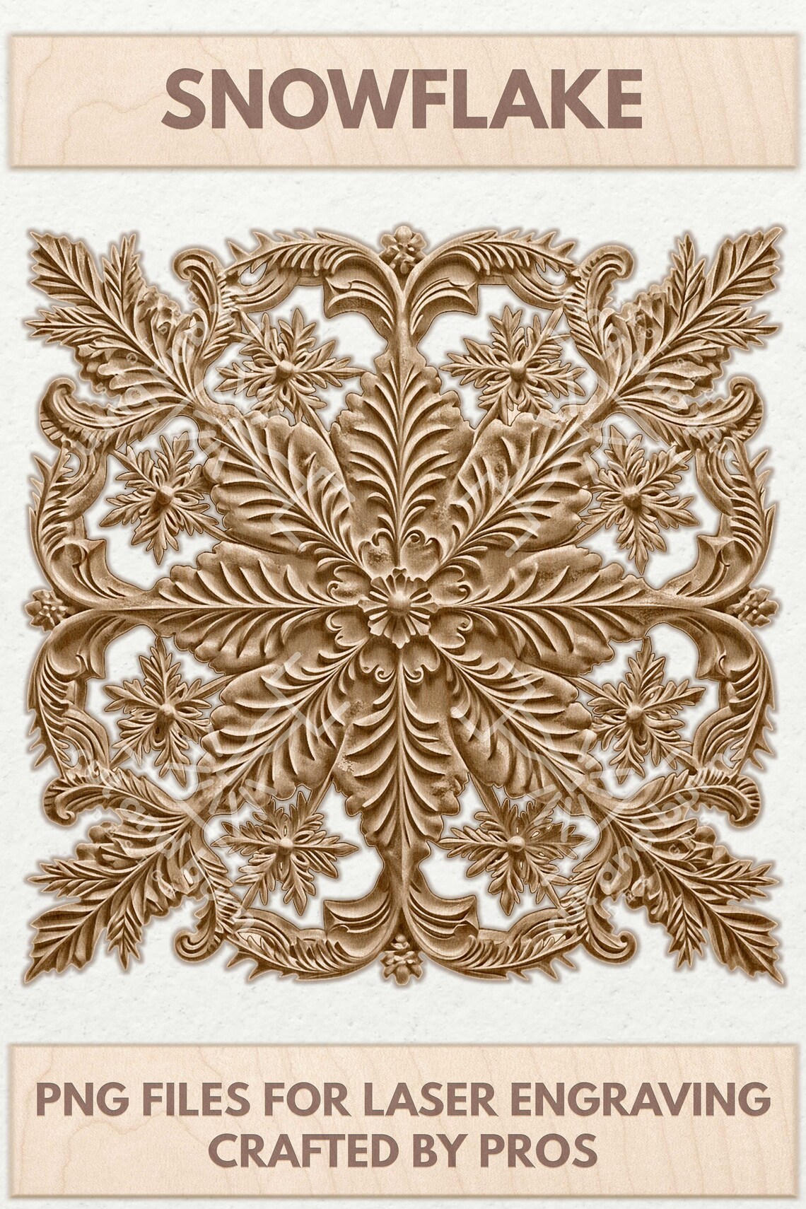 Laser Burn Snowflakes PNG for 3D Illusion Engrave, Laser Ready, Digital ...