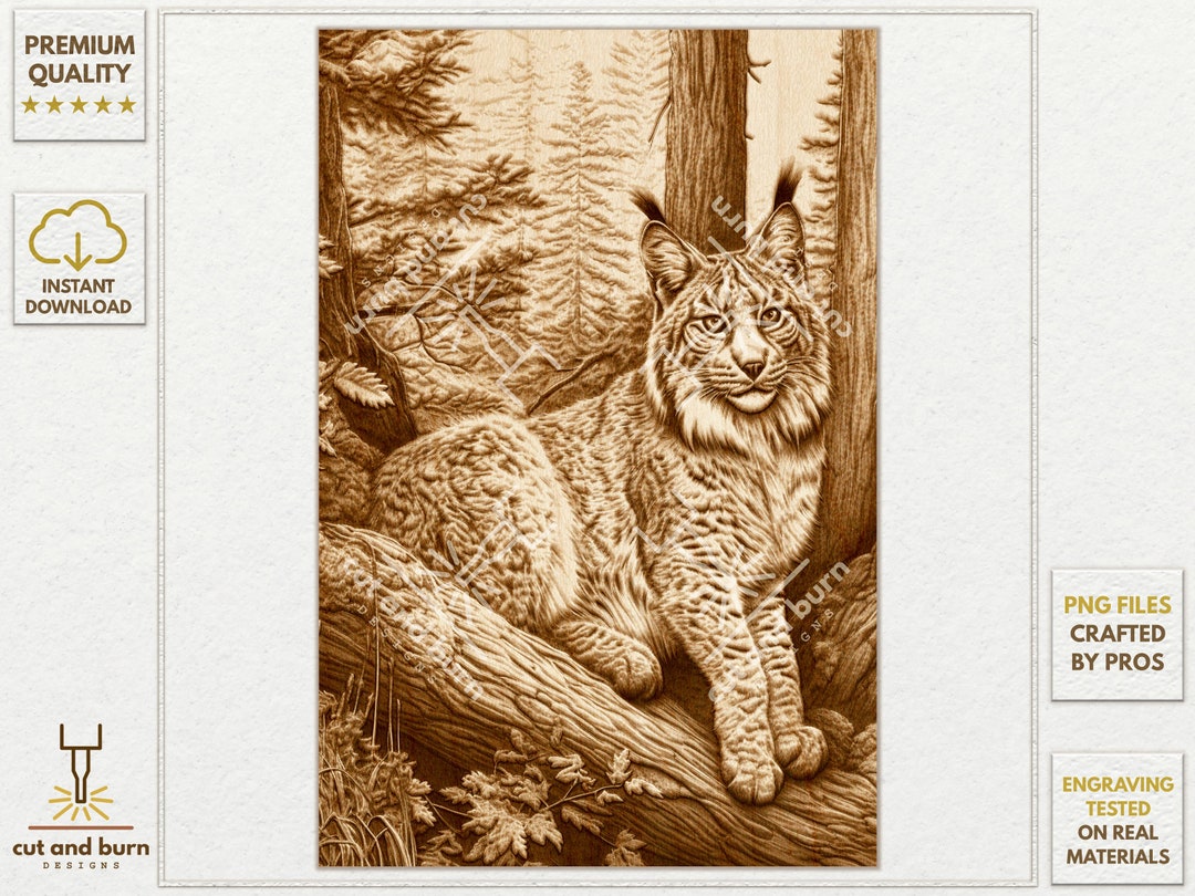 PNG Files Made for Laser Engrave | Bobcat, Lynx, Wild Cat, Big Cat ...
