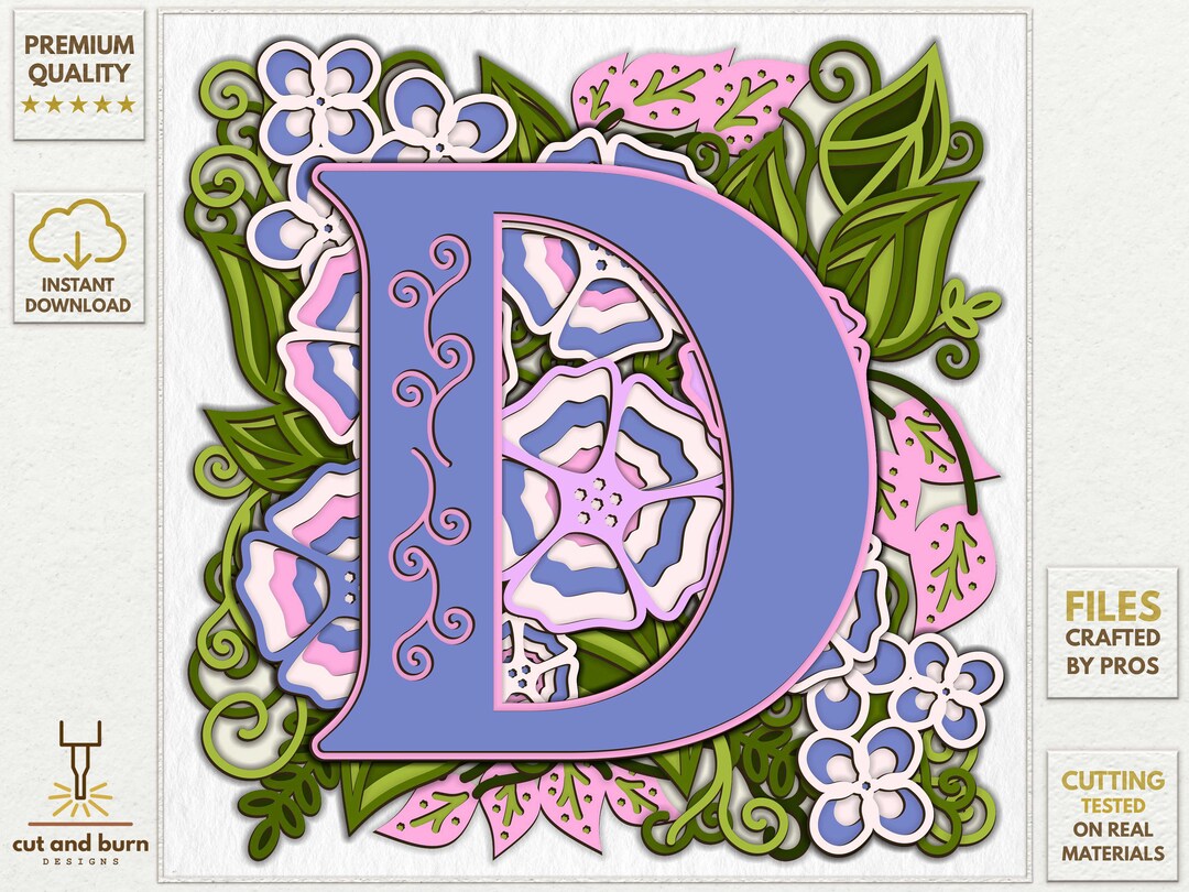 3D File Svg Letter d Papercut, File for Cardstock Laser Cutting ...