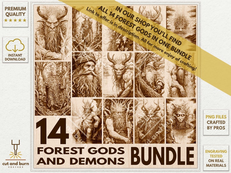 PNG Files Made for Laser Engrave Forest God, Pagan, Occult, Lake, Trees ...