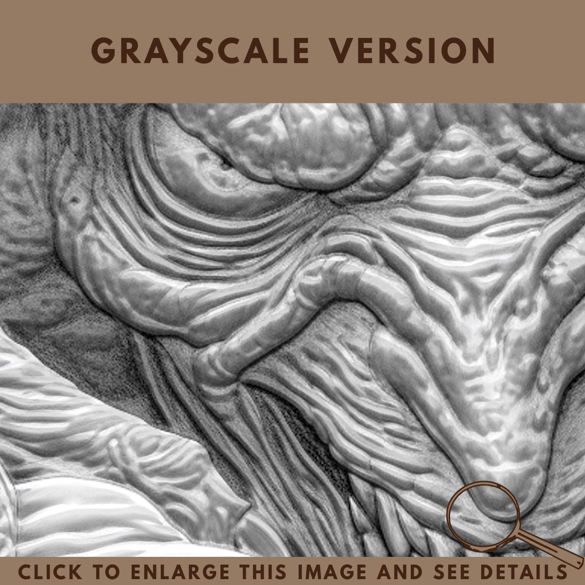 Scary Monster Jarvis PNG, Grayscale PNG for 3D Illusion Engrave, Laser ...