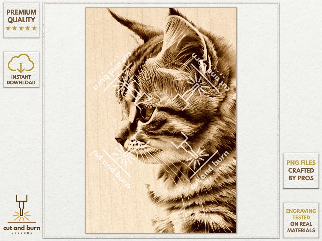 PNG Files Made for Laser Engrave | Cat, Pet, Cat Face, Portrait, Cat ...