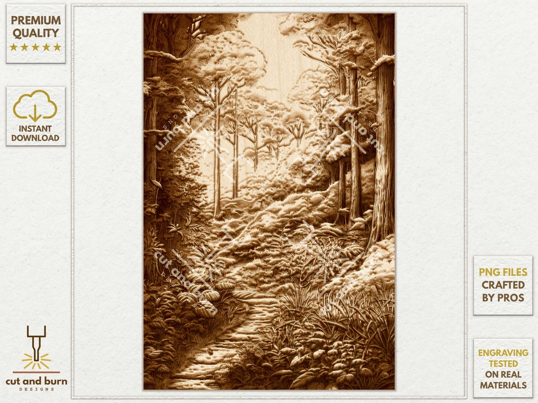 PNG Files Made for Laser Engrave Trail, Path, Forest, Trees, Wood ...