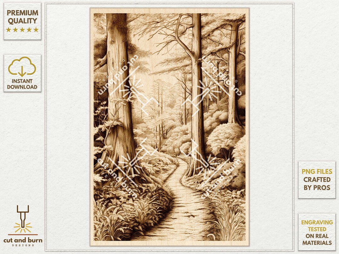 PNG Files Made for Laser Engrave | Forest, Trees, Path, Road, Alley ...