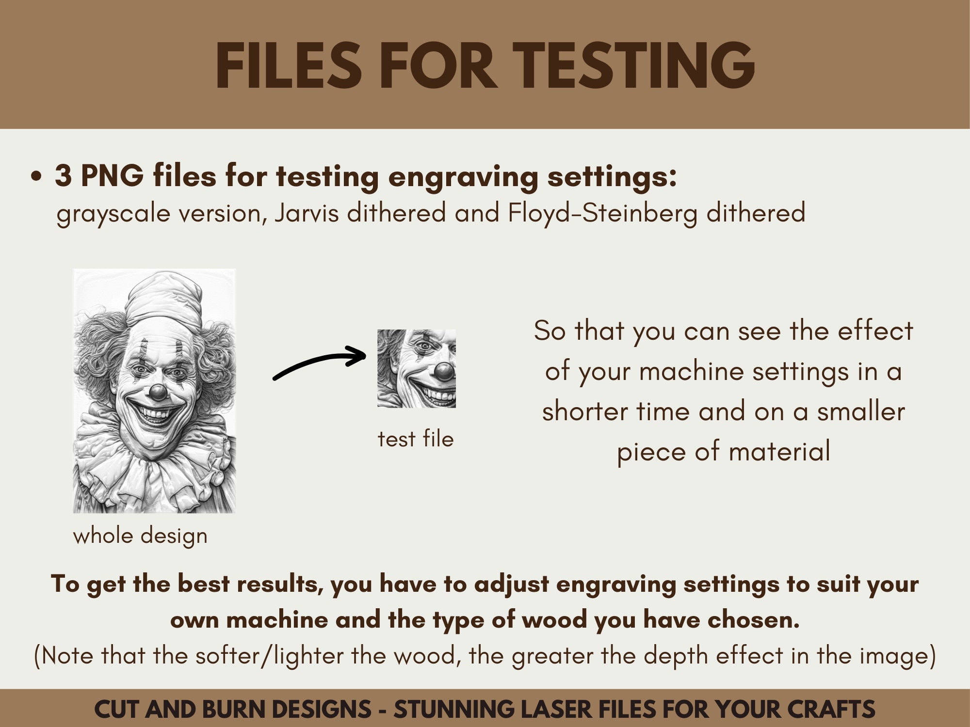 Circus, Scary Clown Portrait Laser Burn PNG for 3D Illusion Engrave ...