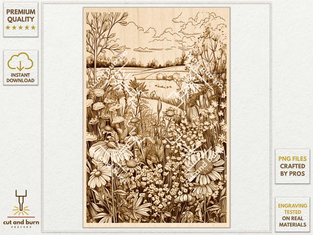 PNG Files Made for Laser Engrave | Meadow, Flower, Wildflower, Herbs ...