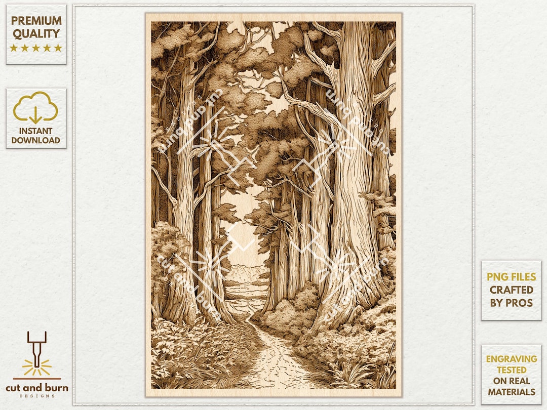 PNG Files Made for Laser Engrave | Path, Trail, Forest, Trees, Wood ...