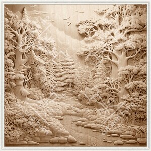 Laser Burn Files Winter Forest River for 3D Illusion Engrave, Laser ...