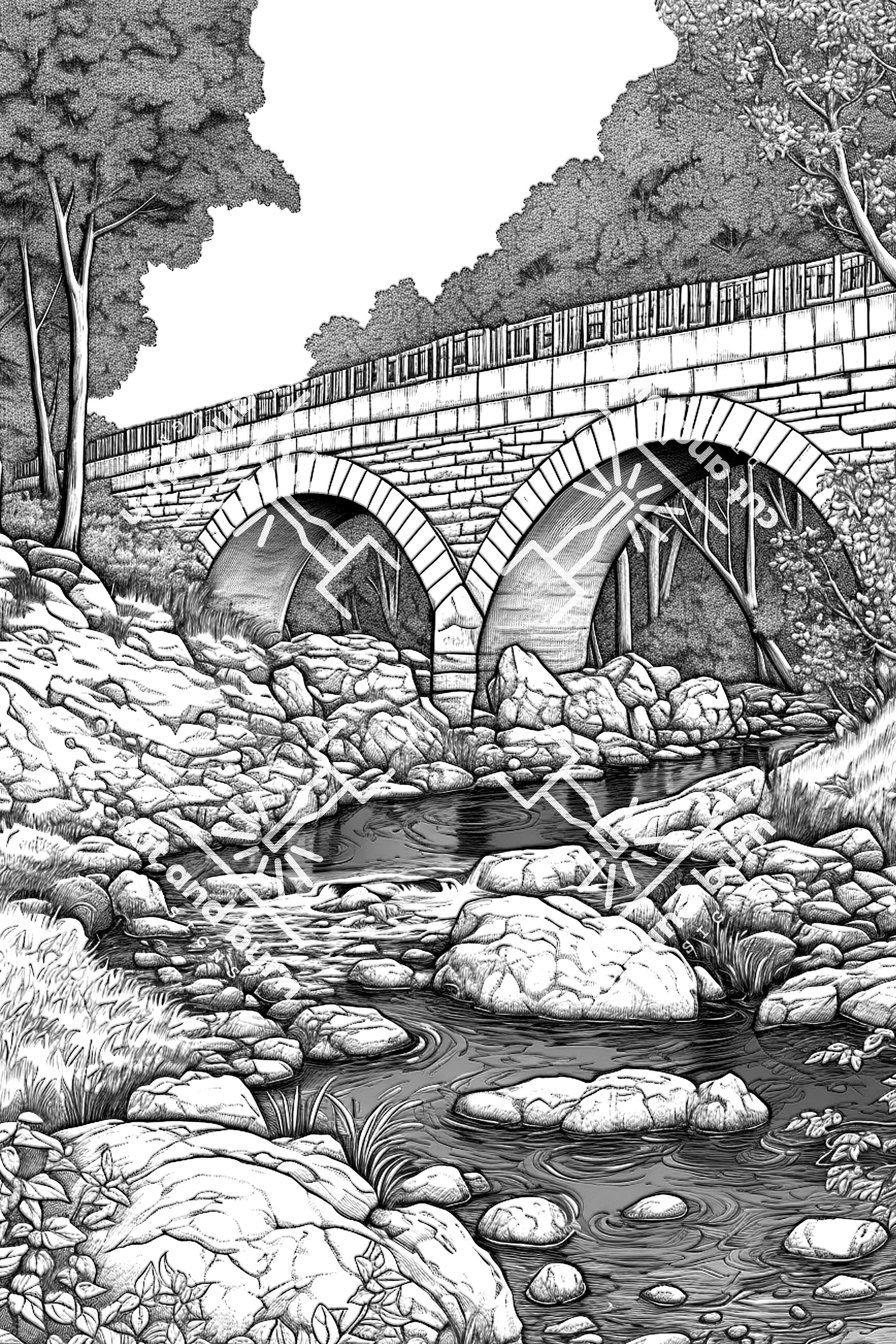 Image Files Made for Laser Engrave | Bridge, River, Stones, Road, Trail ...