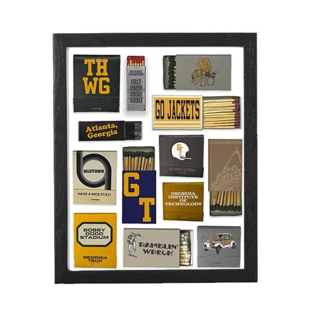 Georgia Tech Matchbox Collage Framed White - Etsy